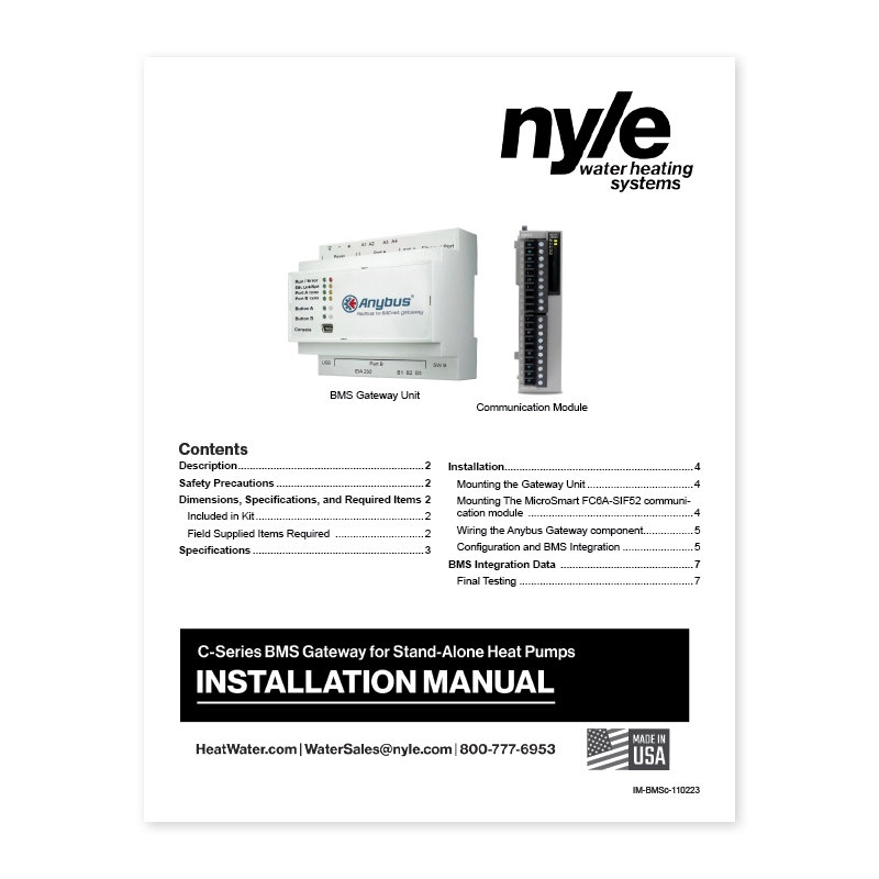 Manual: BMS Gateway (C-Series) | Nyle Water Heating Systems